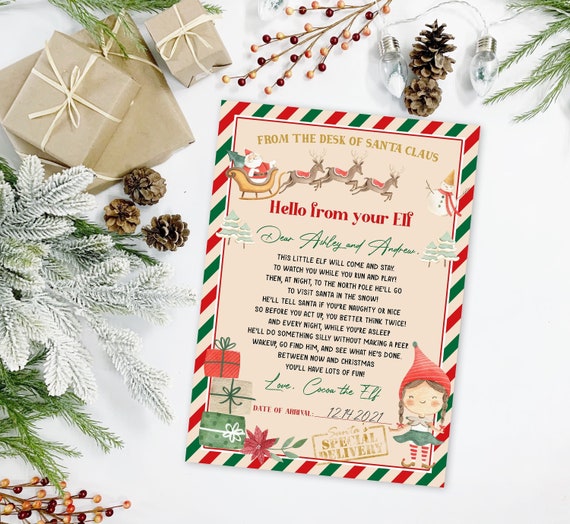EDITABLE Elf Welcome Letter Girl Elf Letter First Time Elf | Etsy