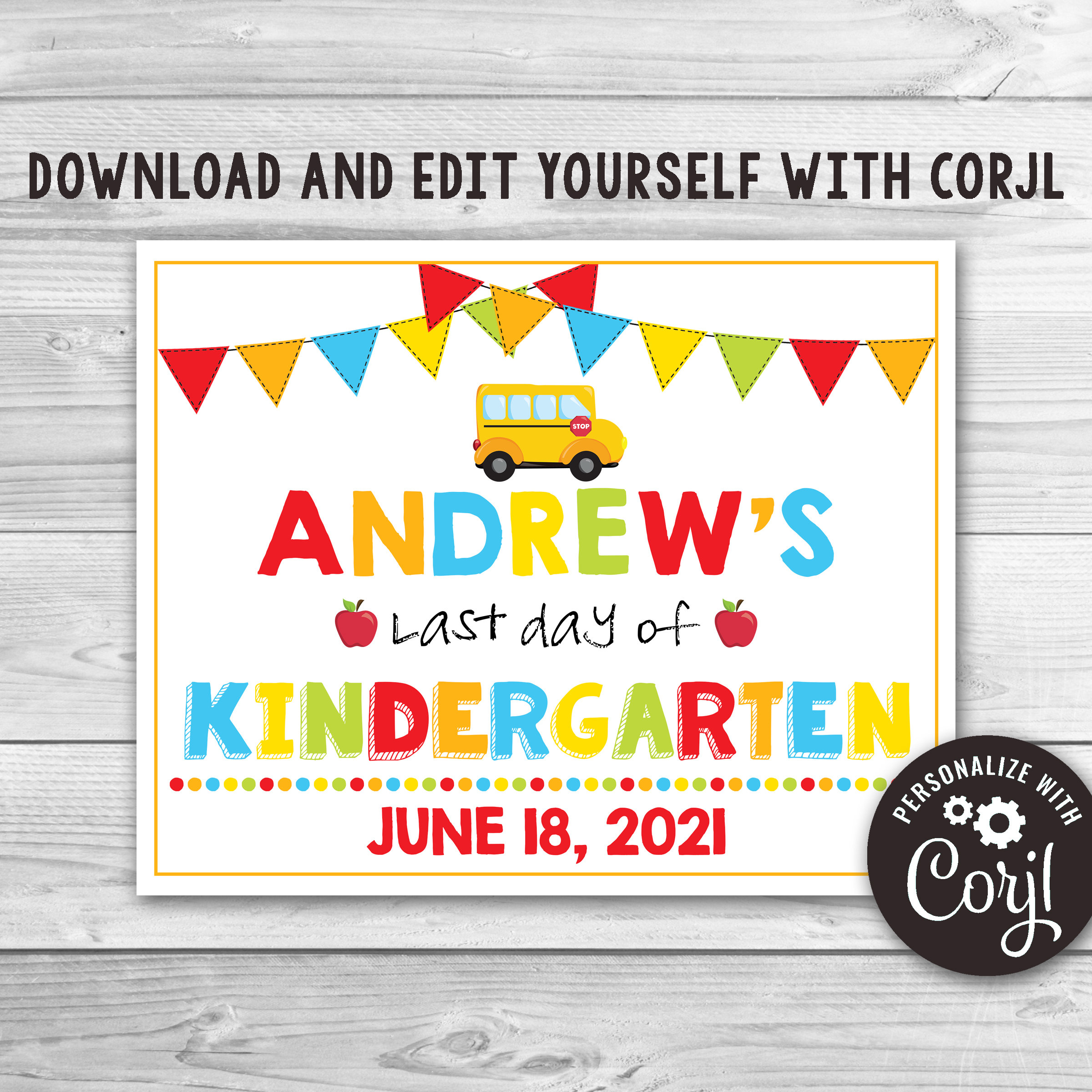 Editable Last Day of Kindergarten Sign Last Day of School Sign ...