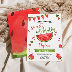Editable Watermelon Invitation Any Age Red Watermelon Party Invitation ...