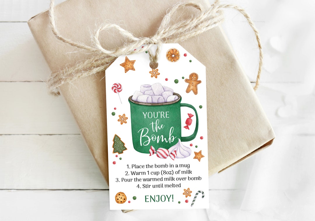 Hot Cocoa Bomb Tags, Hot Chocolate Bomb Instructions Favor Tag Hot ...