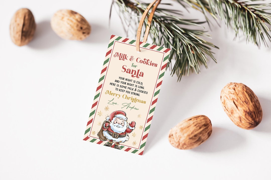 EDITABLE Milk and Cookie for Santa Claus Tag Santa's Milk and Cookies ...