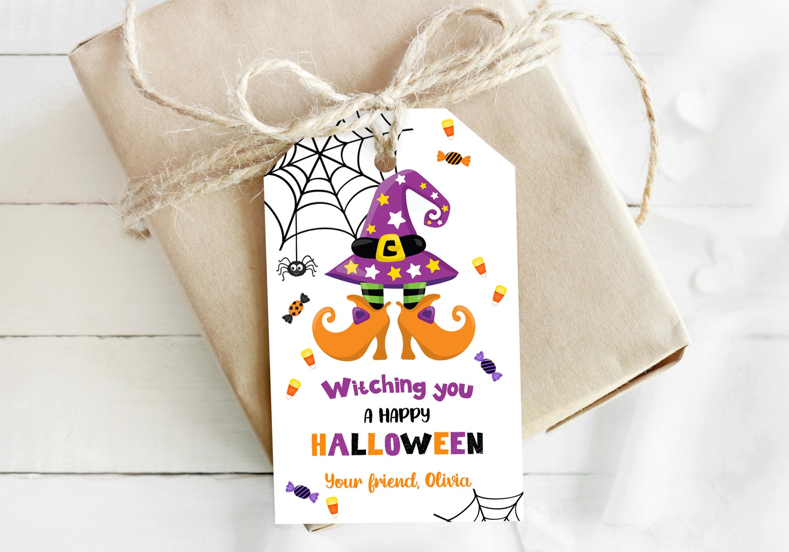 EDITABLE Halloween Treat Tags Halloween Witch Favor Tags - Etsy