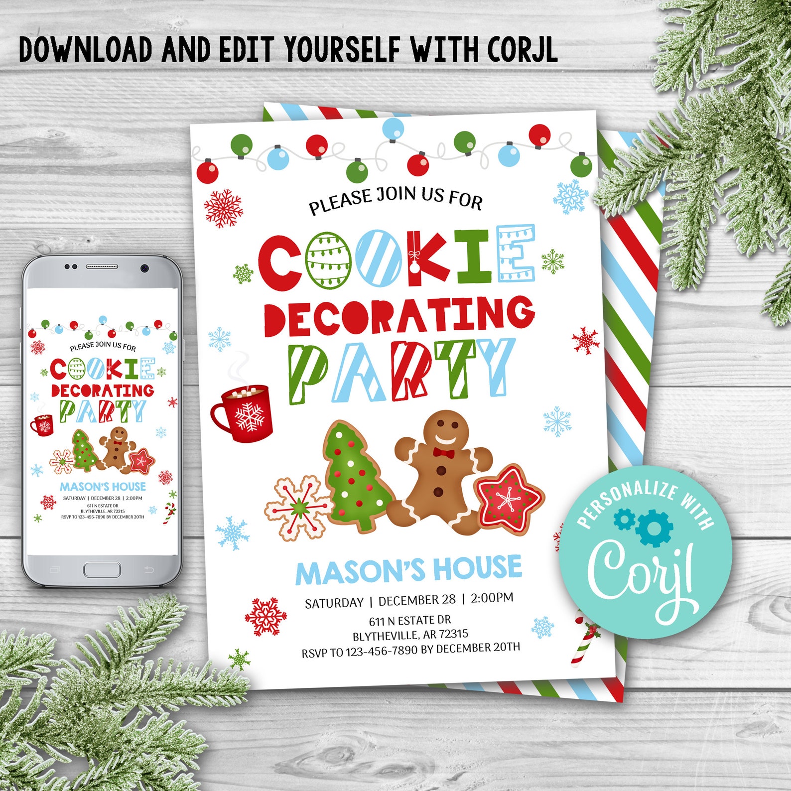 EDITABLE Cookie Decorating Party Invitation Cookie Party | Etsy