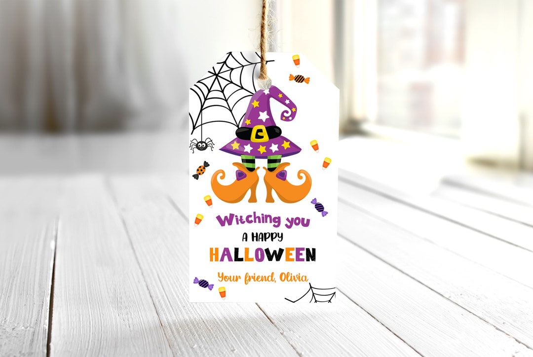 EDITABLE Halloween Treat Tags, Halloween Witch Favor Tags, Witching You ...