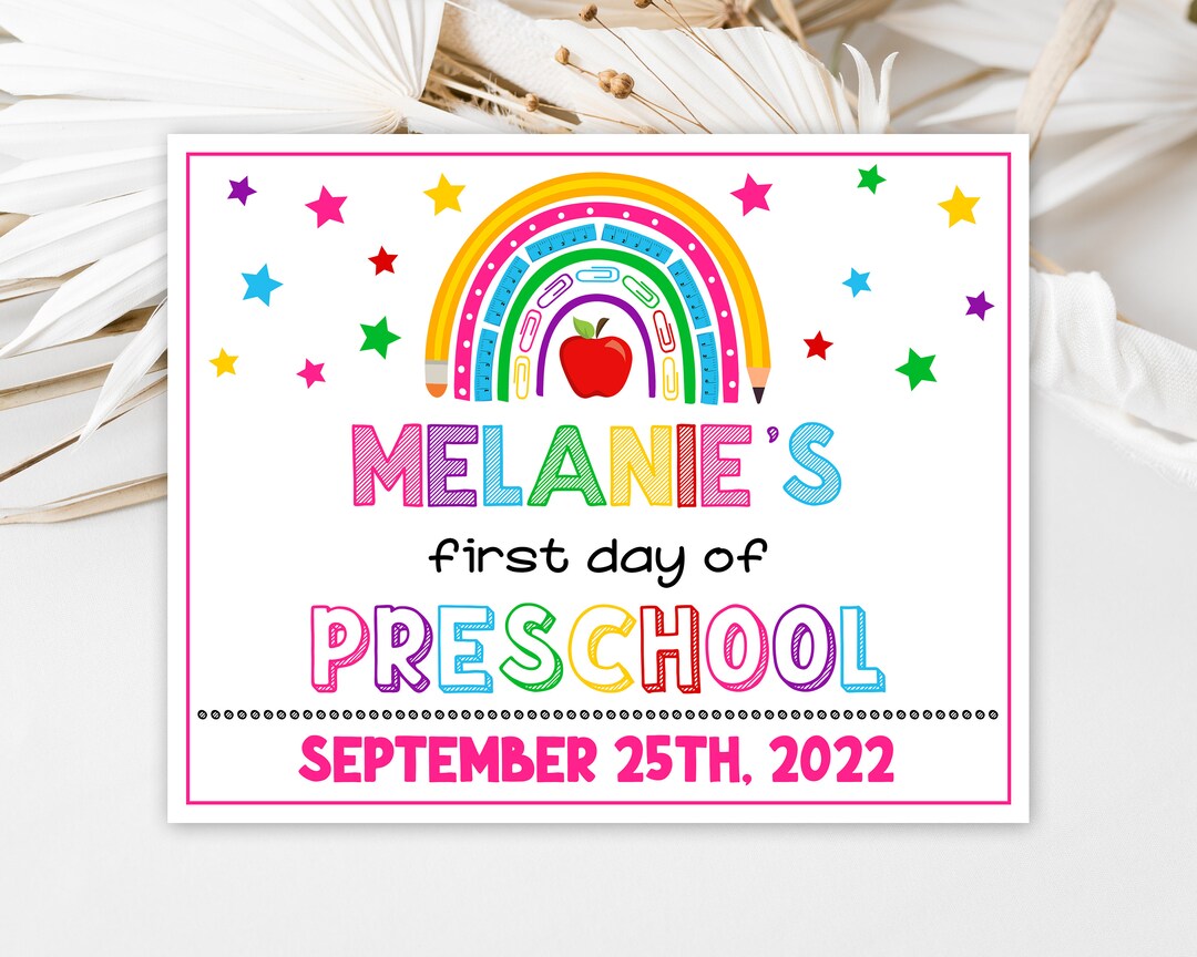 Editable First Day of Preschool Sign First Day of School Sign ...