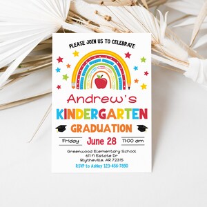 Editable Kindergarten Graduation Invitation Graduation Party Invitation ...