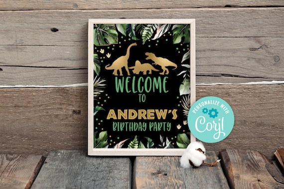 Editable Dinosaur Welcome Sign Instant Download Safari - Etsy