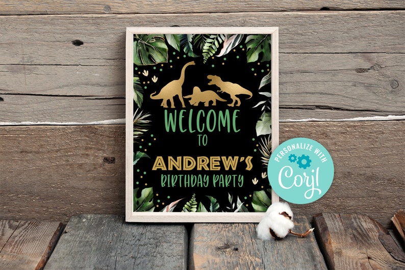 Editable Dinosaur Welcome Sign Instant Download Safari - Etsy