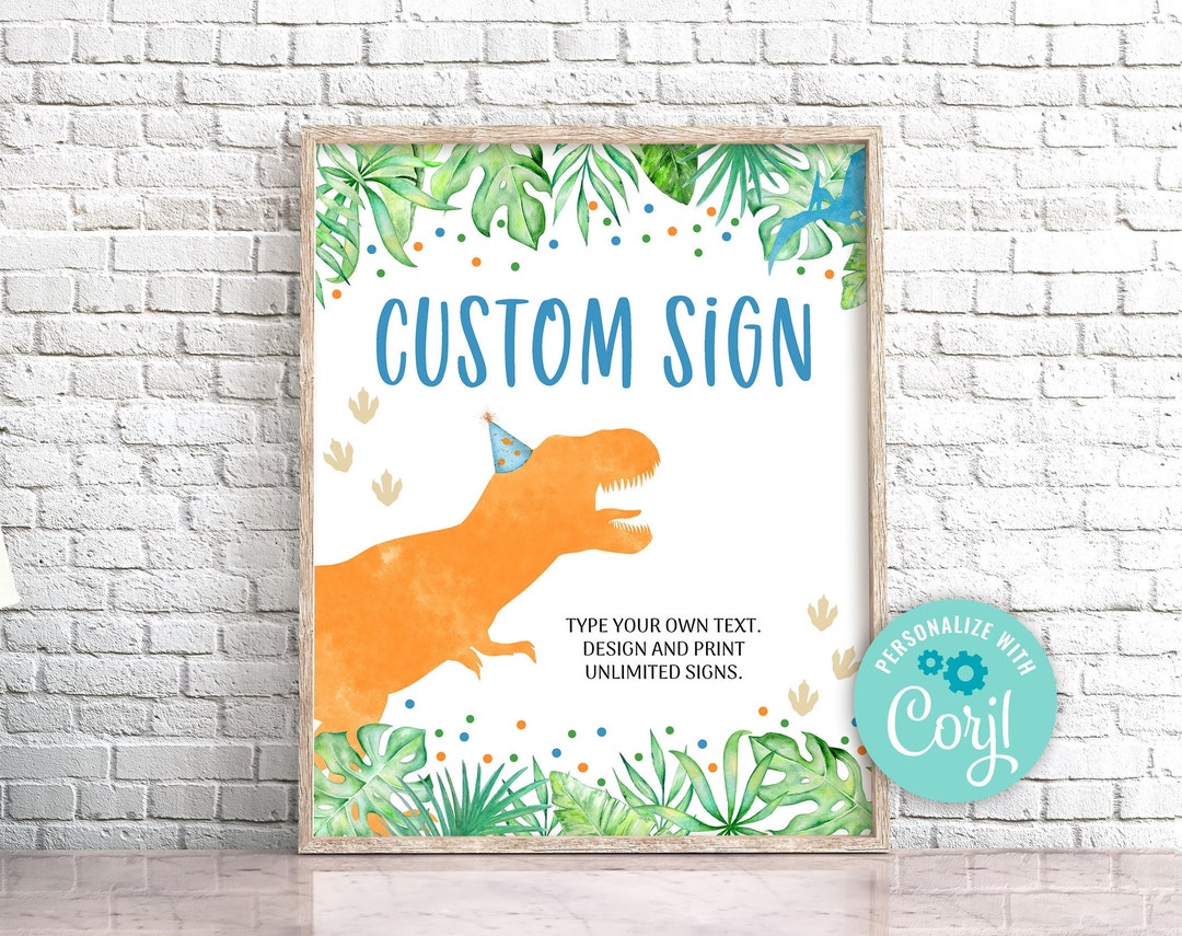 EDITABLE Dinosaur Birthday Table Sign T-rex Custom Table Sign Custom ...
