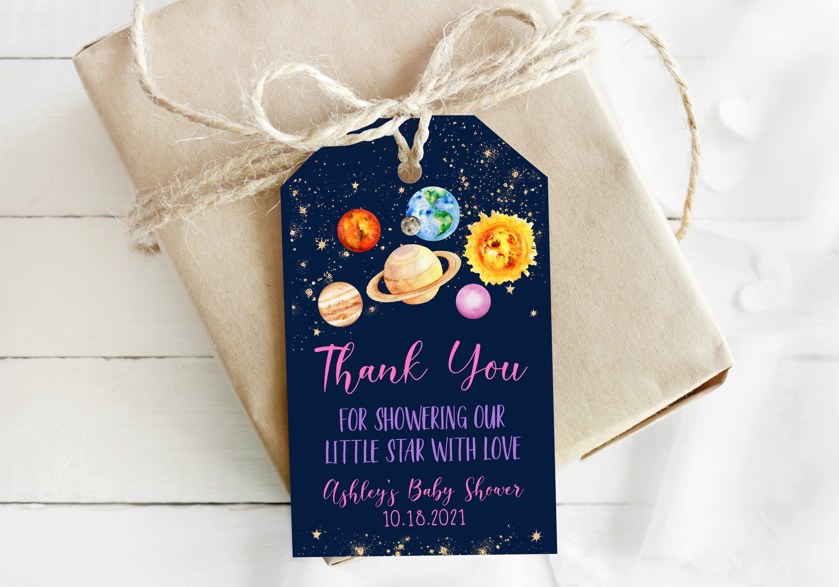 EDITABLE Space Baby Shower Thank You Tags Galaxy Planets Tag | Etsy