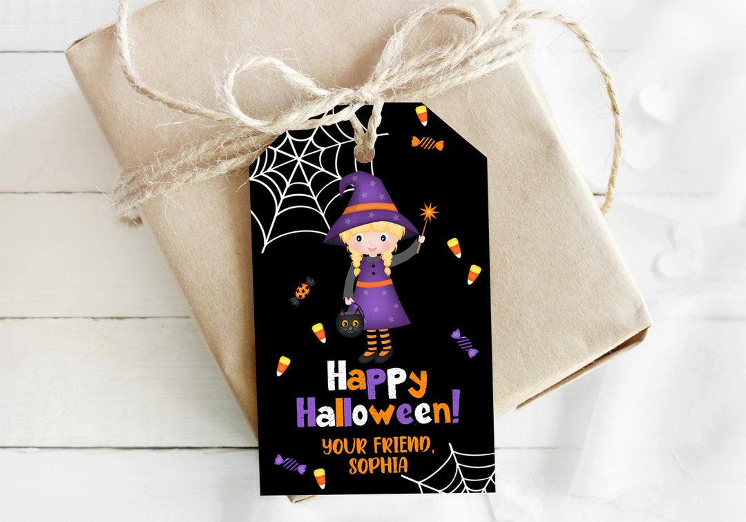 EDITABLE Halloween Treat Tags, Halloween Witch Favor Tags, Halloween ...