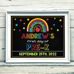 Editable First Day of Pre-k Sign First Day of School Sign Chalkboard ...