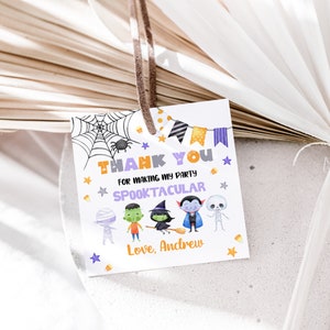 EDITABLE Halloween Birthday Thank You Tag Halloween Treat Tags ...