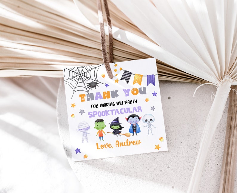 EDITABLE Halloween Birthday Thank You Tag Halloween Treat Tags ...
