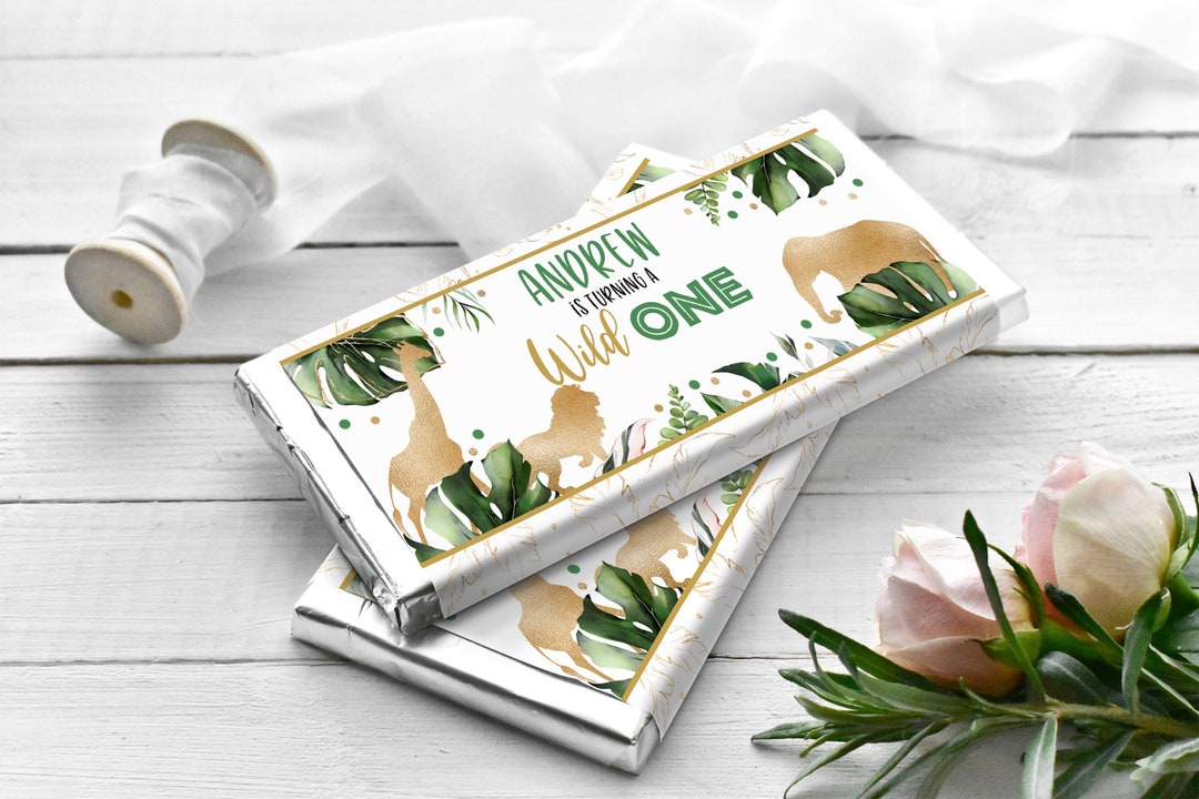 EDITABLE Safari Animals Chocolate Bar Wrapper Party Animals Wild One ...