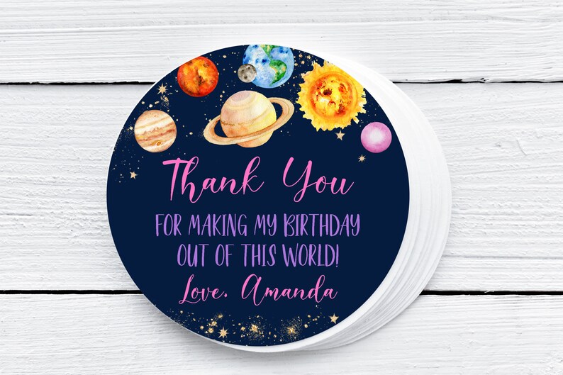 EDITABLE Space Birthday Favor Tags Galaxy Planets Outer Space Tag Outer ...