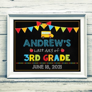Editable Last Day of Third Grade Sign Last Day of School Sign ...