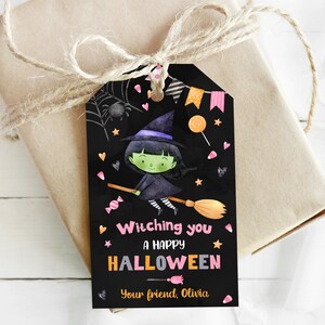 EDITABLE Halloween Treat Tags, Halloween Witch Favor Tags, Witching You ...
