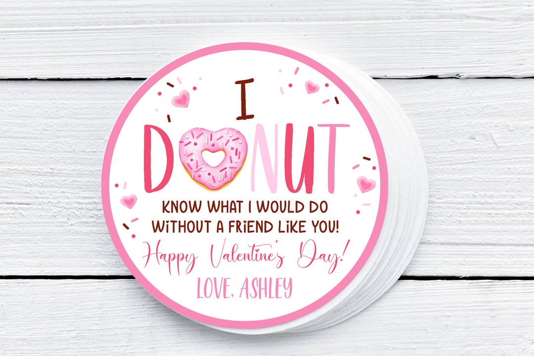 Editable Donut Valentine's Day Tags School Valentines Tag Valentine's ...