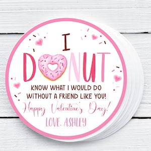 Editable Donut Valentine's Day Tags School Valentines Tag Valentine's ...
