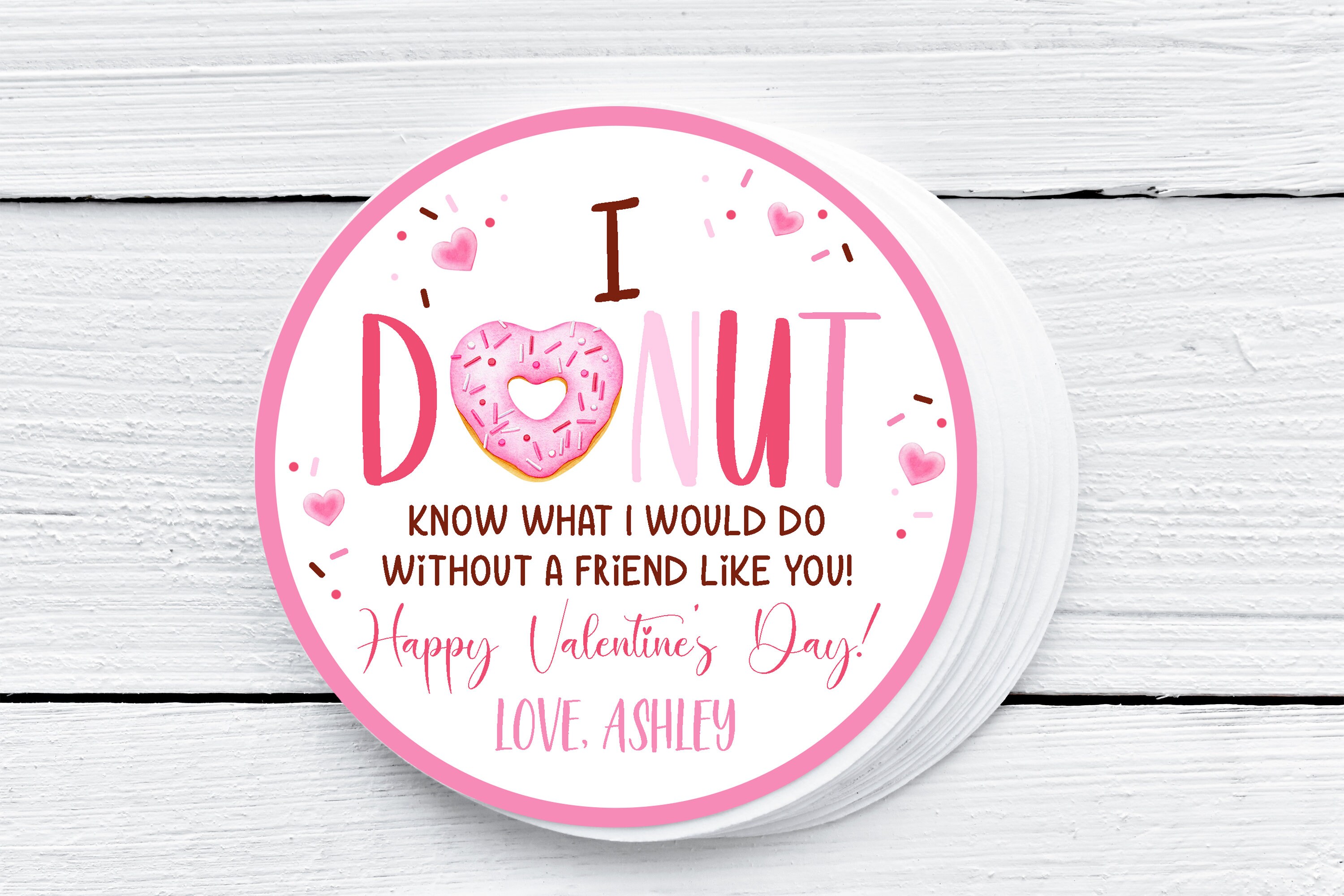 Editable Donut Valentine's Day Tags School Valentines Tag | Etsy