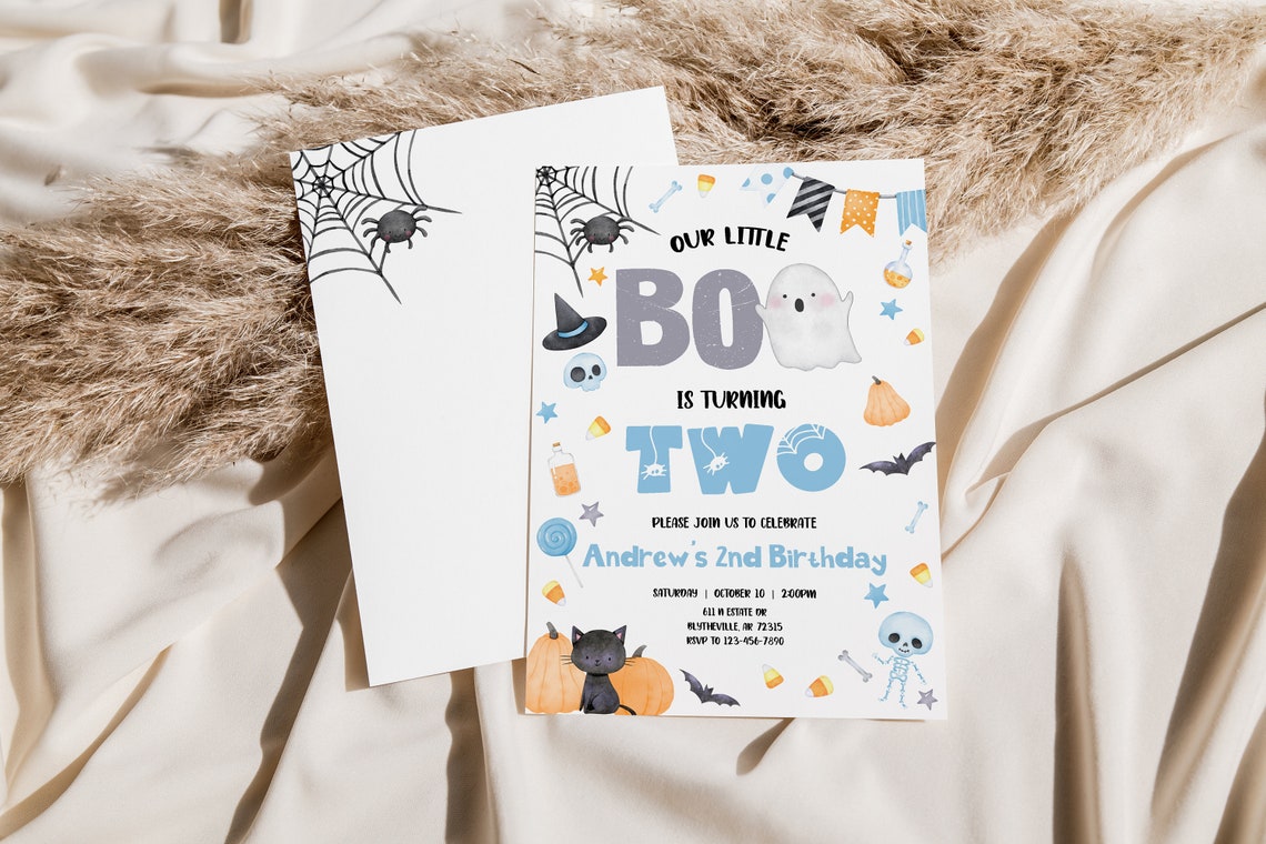 Editable Our Little Boo Birthday Party Invitation Halloween - Etsy
