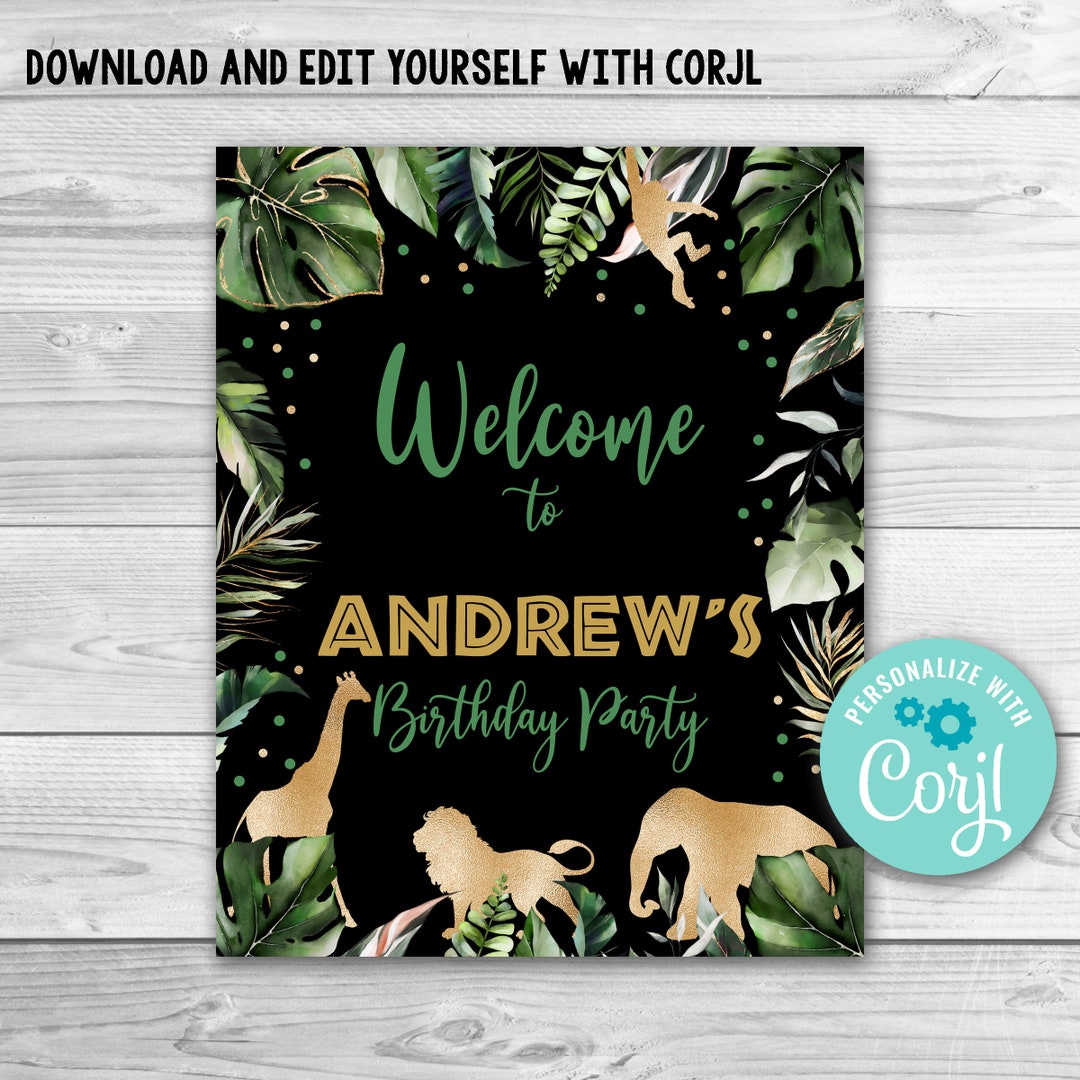 Editable Safari Animals Welcome Sign Instant Download, Wild Animals ...
