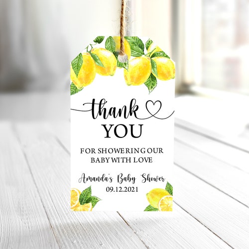 EDITABLE Lemon Thank You Tags Lemon Favor Tag Lemon Gift - Etsy
