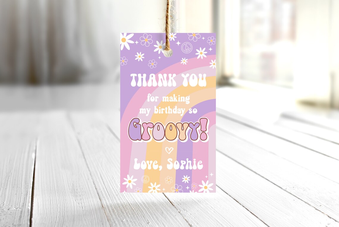 EDITABLE Groovy Birthday Favor Thank You Tag Groovy Birthday - Etsy