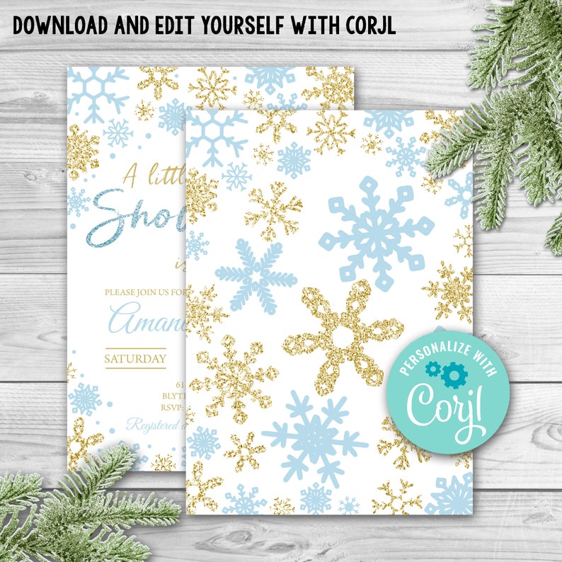 Editable Snowflake Baby Shower Invitation A Little Snowflake - Etsy