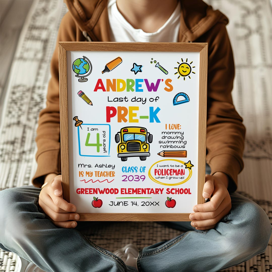 Editable Last Day of Pre-k Sign Personalized Last Day of School Sign ...