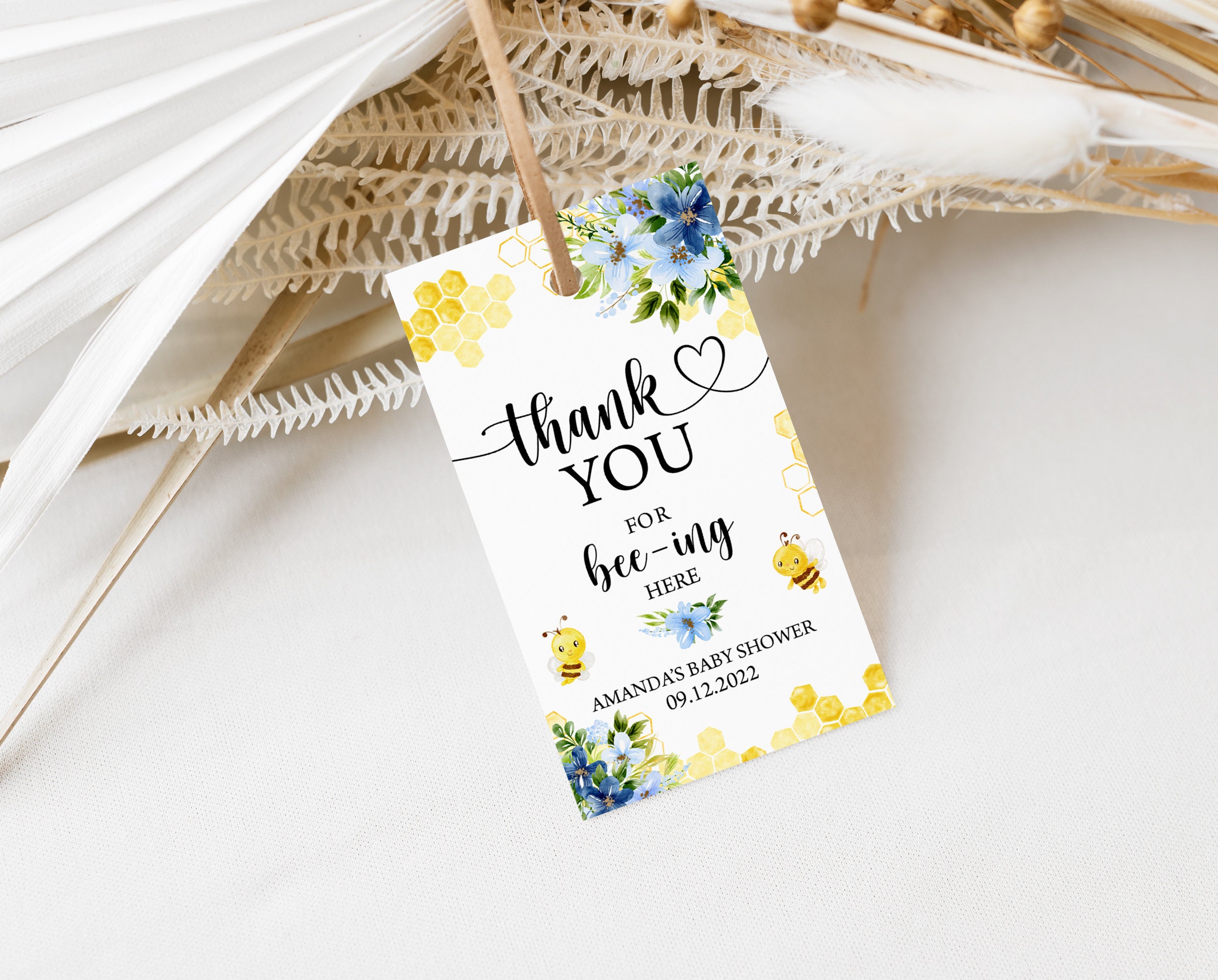 EDITABLE Bee Thank You Tags Thank You for Bee-ing Here Favor - Etsy