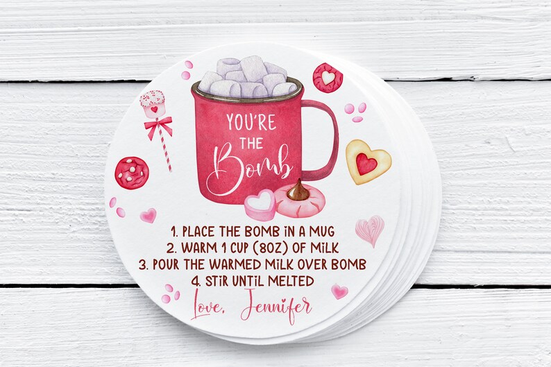 Valentine Hot Cocoa Bomb Tags Hot Chocolate Bomb Instruction - Etsy