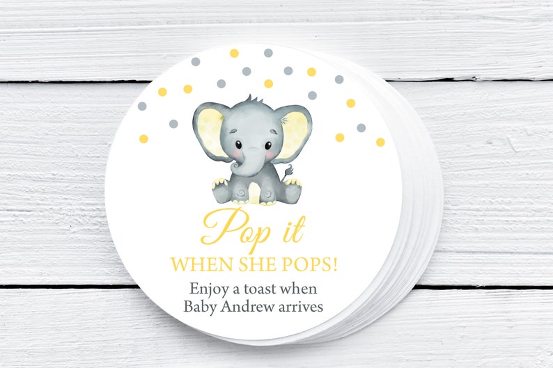 EDITABLE Elephant Pop It When She Pops Mini Champagne Favor - Etsy