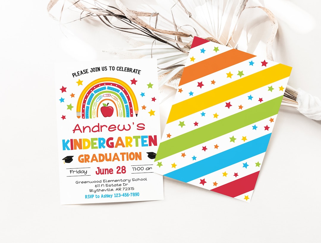 Editable Kindergarten Graduation Invitation Graduation Party Invitation ...