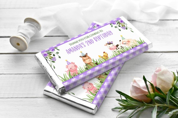 EDITABLE Farm Animals Chocolate Bar Wrapper Purple Farm | Etsy