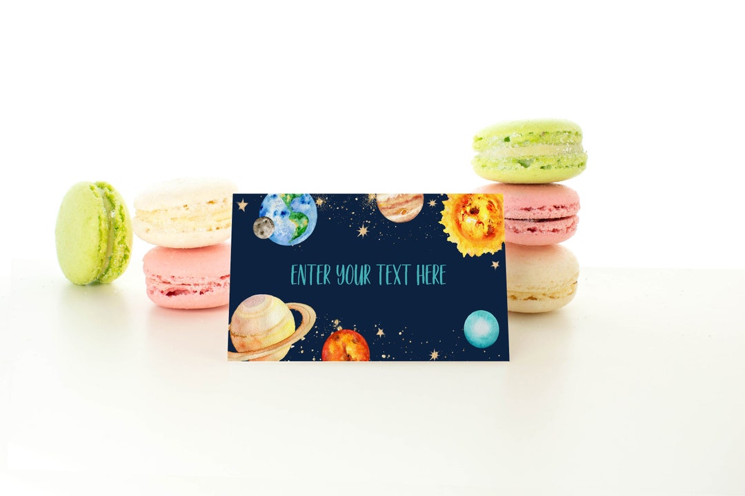 EDITABLE Space Food Cards Galaxy Food Label Planets Outer Space Place ...