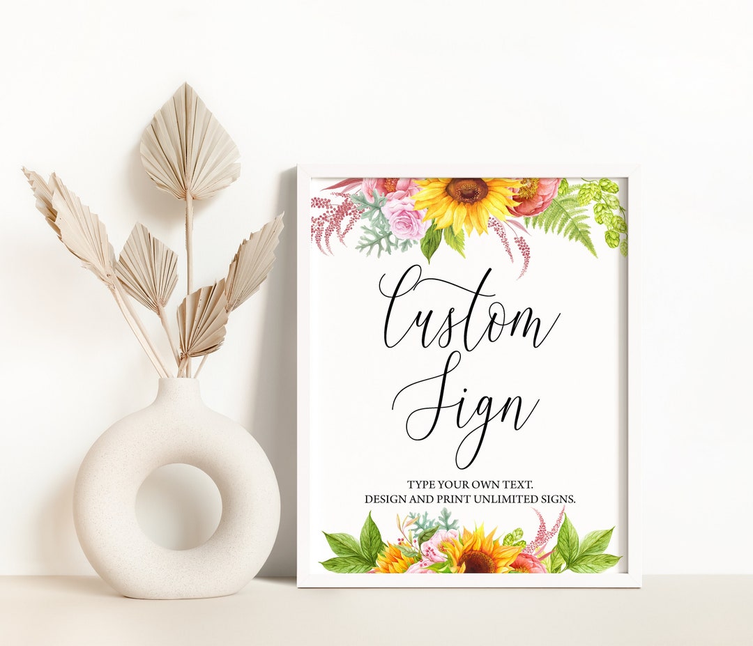 EDITABLE Sunflower Custom Sign Rustic Sunflower Custom Sign Sunflowers ...