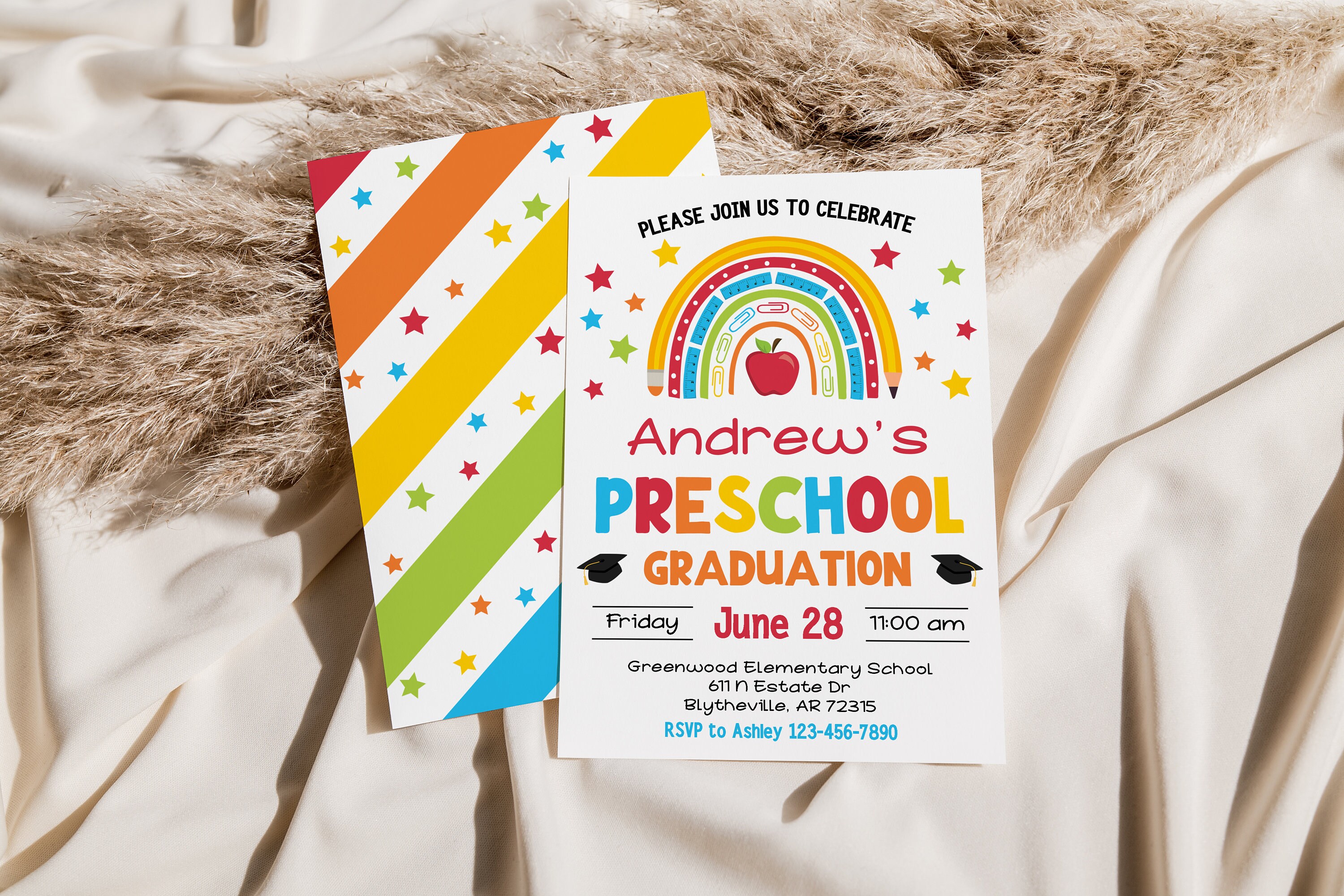Preschool Graduation Invitation Editable Graduation Ceremony Invitation ...