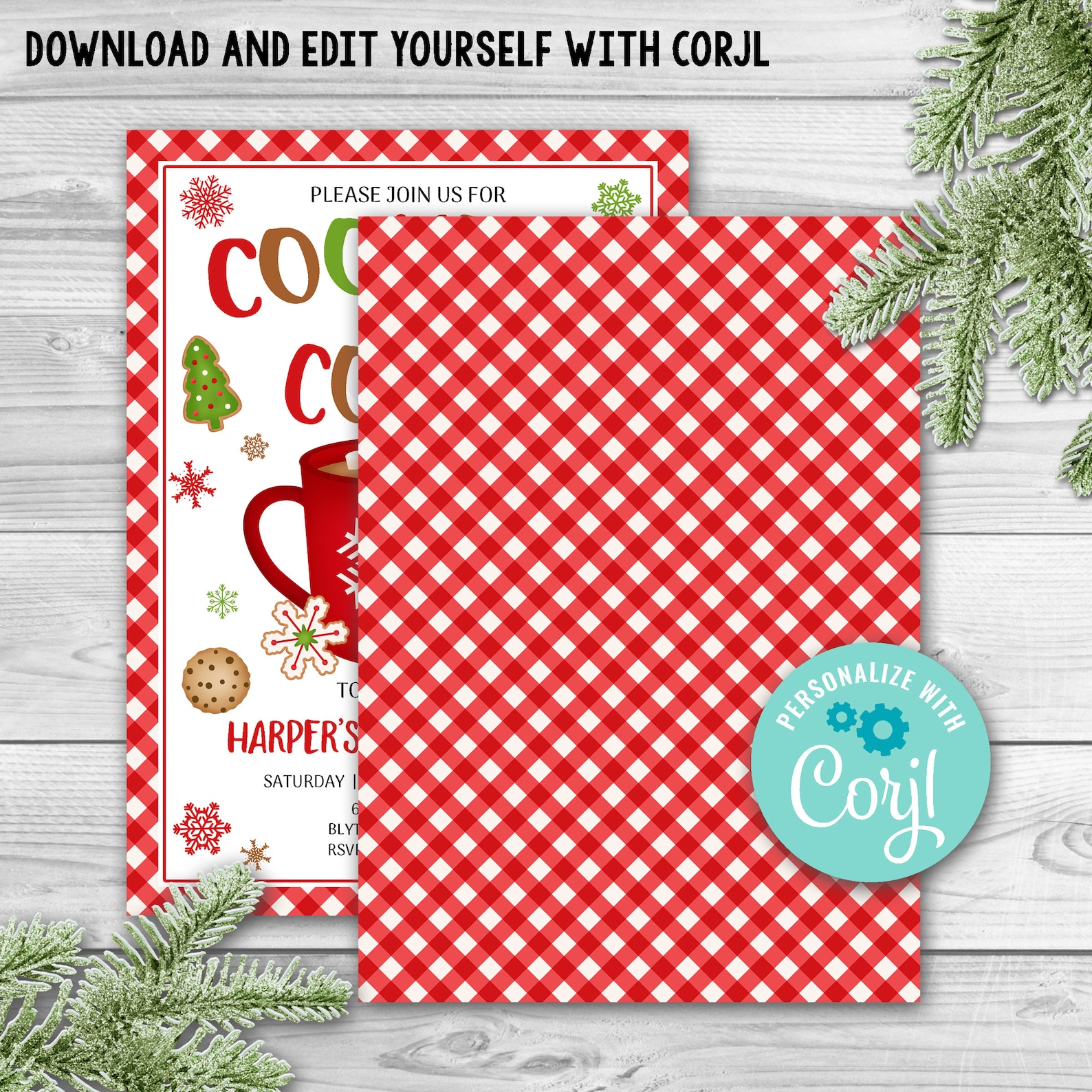 EDITABLE Cookies and Cocoa Birthday Invitation Hot Cocoa Party - Etsy
