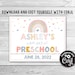 Editable Last Day of Preschool Sign Boho Rainbow Last Day of School ...