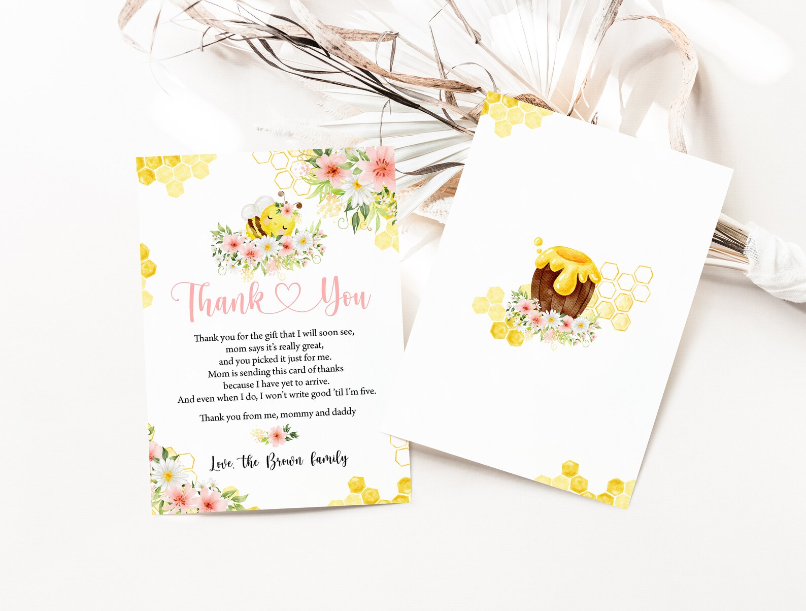 Editable Honey Bee Thank You Card Bumble Bee Baby Shower Thank - Etsy