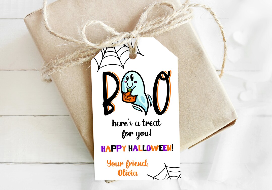 EDITABLE Halloween Favor Tags Boo Halloween Tags Cute Ghost Trick or ...
