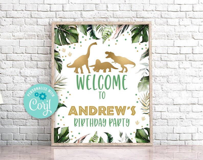 Editable Dinosaur Welcome Sign Instant Download, Safari Dinosaur ...