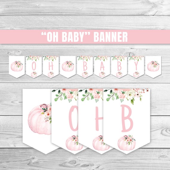 Oh Baby Banner Pink Pumpkin Baby Shower Banner Girl Pumpkin - Etsy