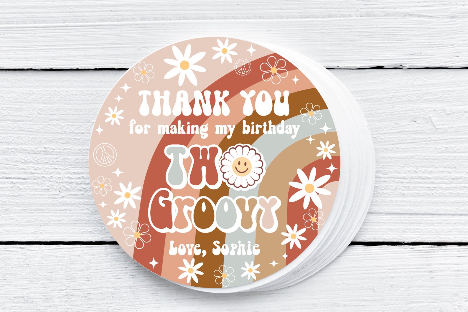 EDITABLE Two Groovy Birthday Favor Thank You Tag Groovy Birthday Favor ...