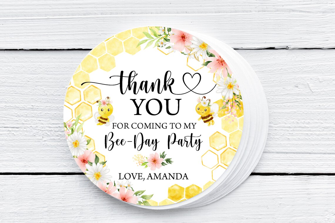 EDITABLE Bee Thank You Tags Thank You for Coming to My Bee-day - Etsy