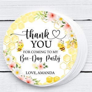 EDITABLE Bee Thank You Tags Thank You for Coming to My Bee-day Favor ...