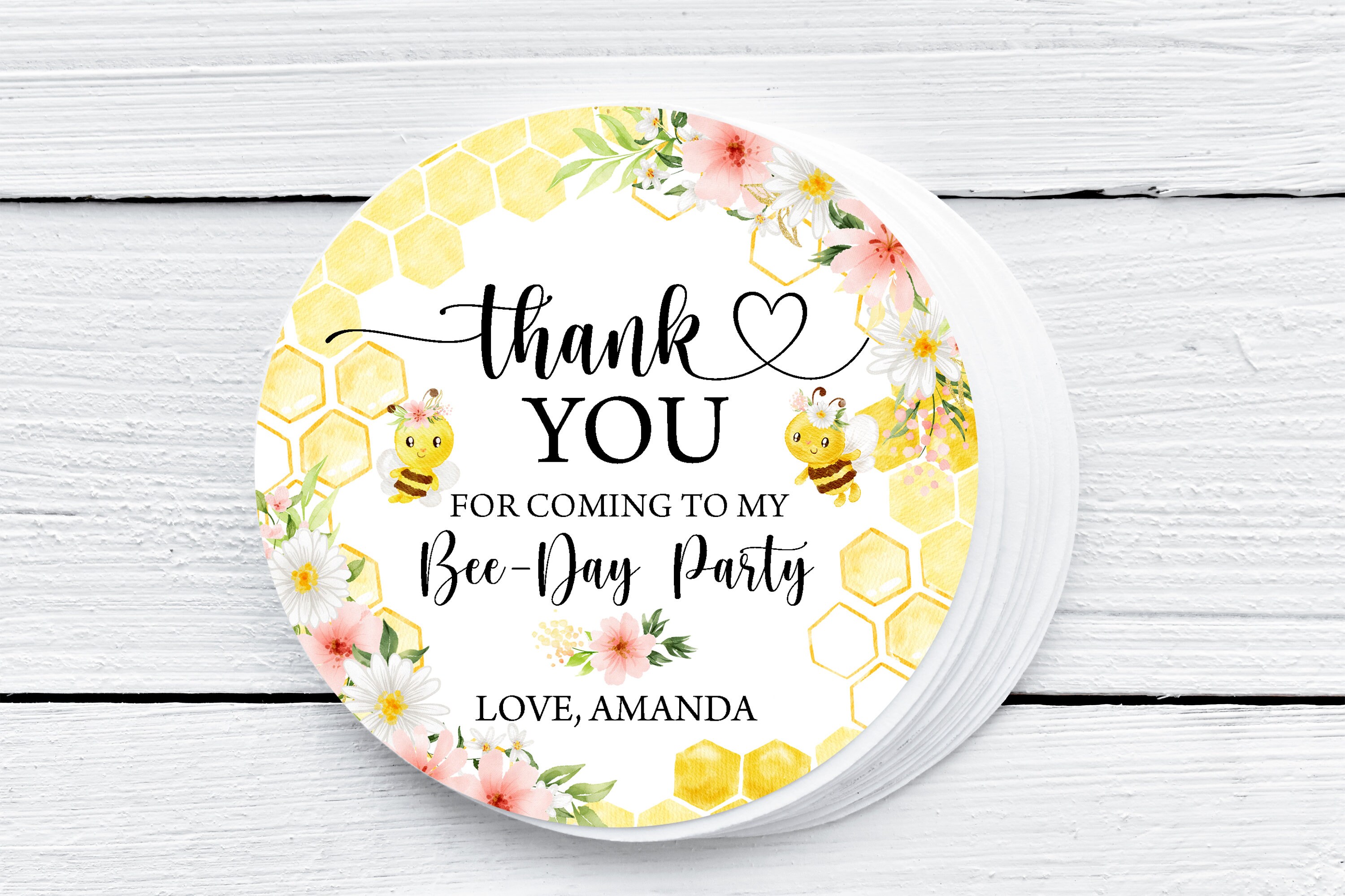 EDITABLE Bee Thank You Tags Thank You for Coming to My Bee-day - Etsy