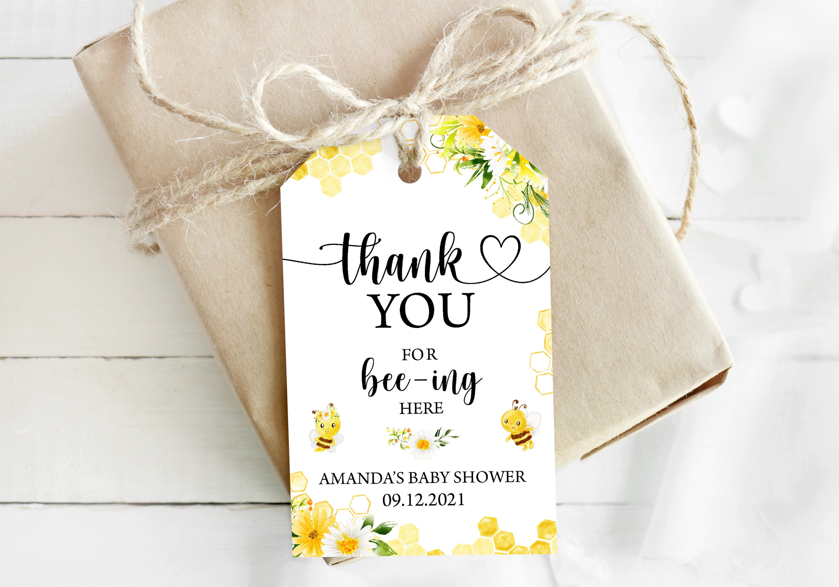 EDITABLE Bee Thank You Tags Thank You for Bee-ing Here Favor Tag Honey ...